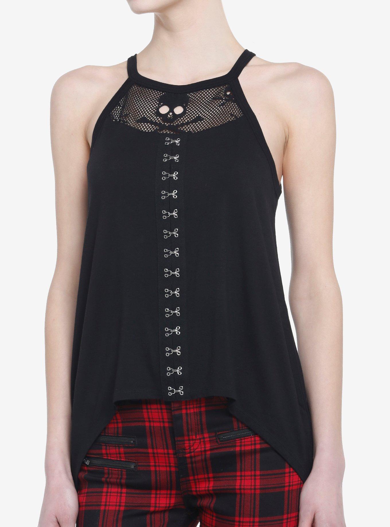 Social Collision Mesh Skull Shark Bite Girls Tank Top Hot Topic