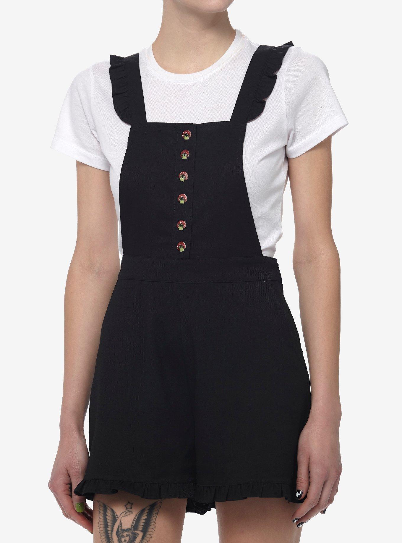 Thorn & Fable Black Mushroom Shortalls | Hot Topic