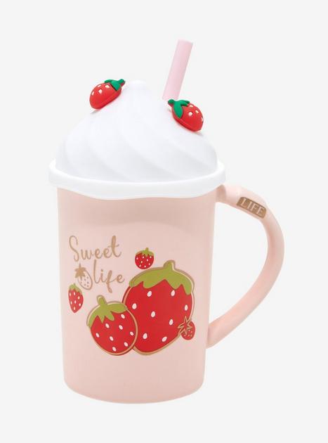 Strawberry Whipped Cream Mug With Straw | Hot Topic