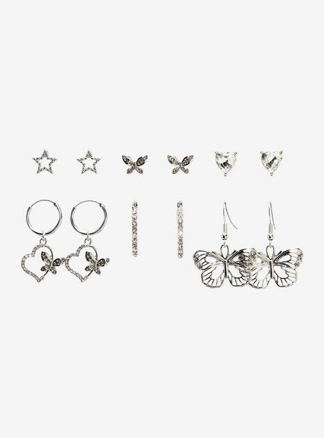 Bling Butterfly Heart Earring Set | Hot Topic