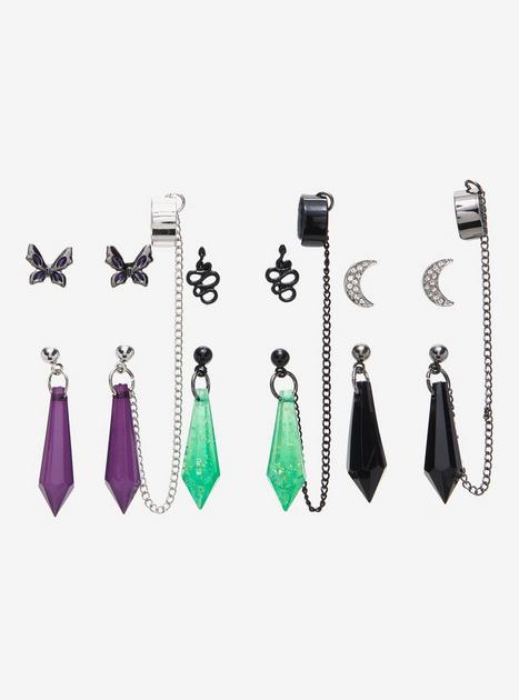 Butterfly Snake Crystal Cuff Earring Set | Hot Topic