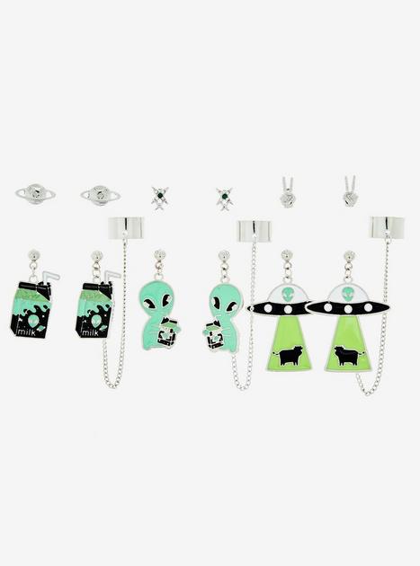 Green Alien Space Cuff Earring Set | Hot Topic