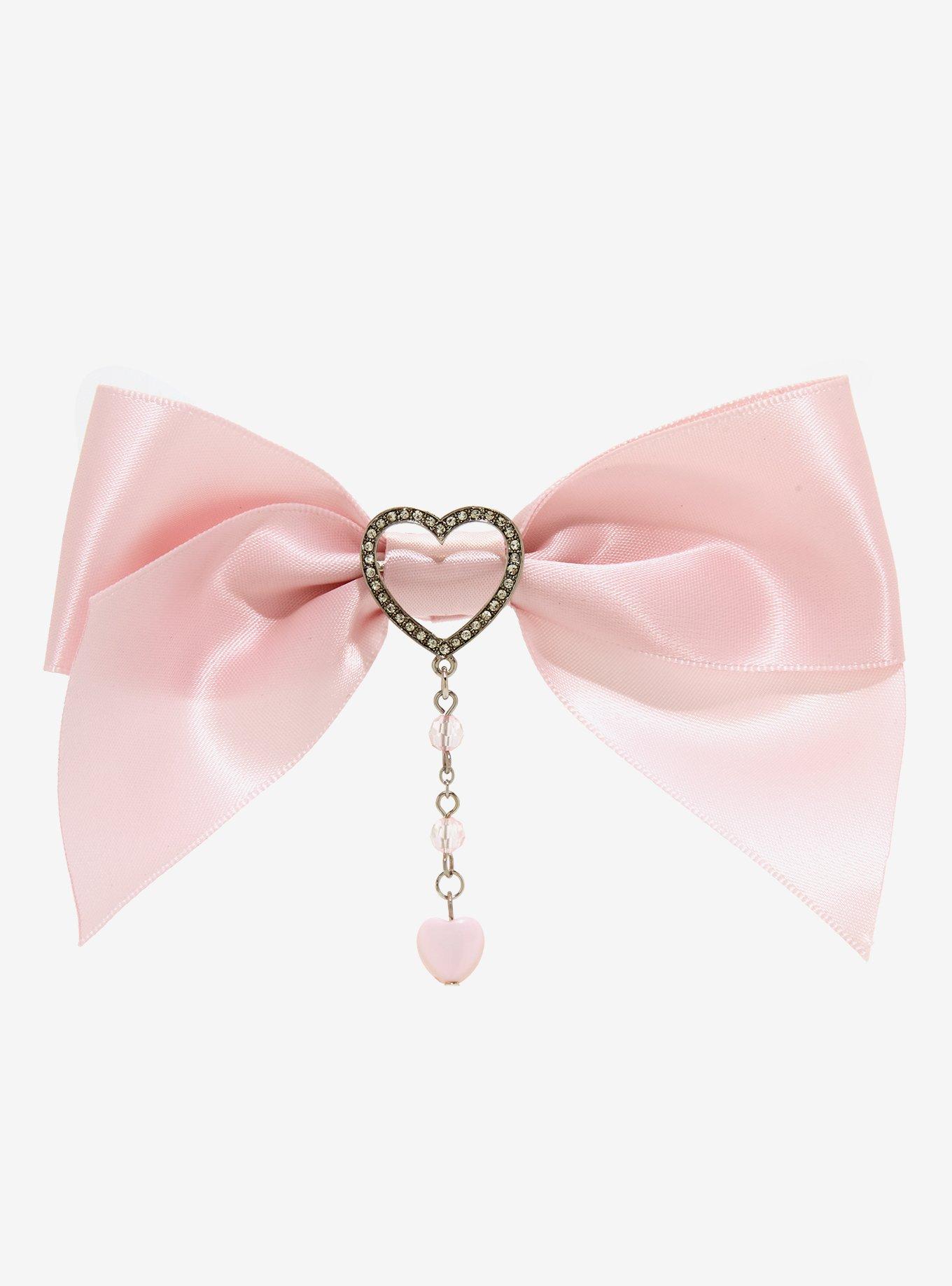 Sweet Society Pink Satin Heart Hair Bow | Hot Topic