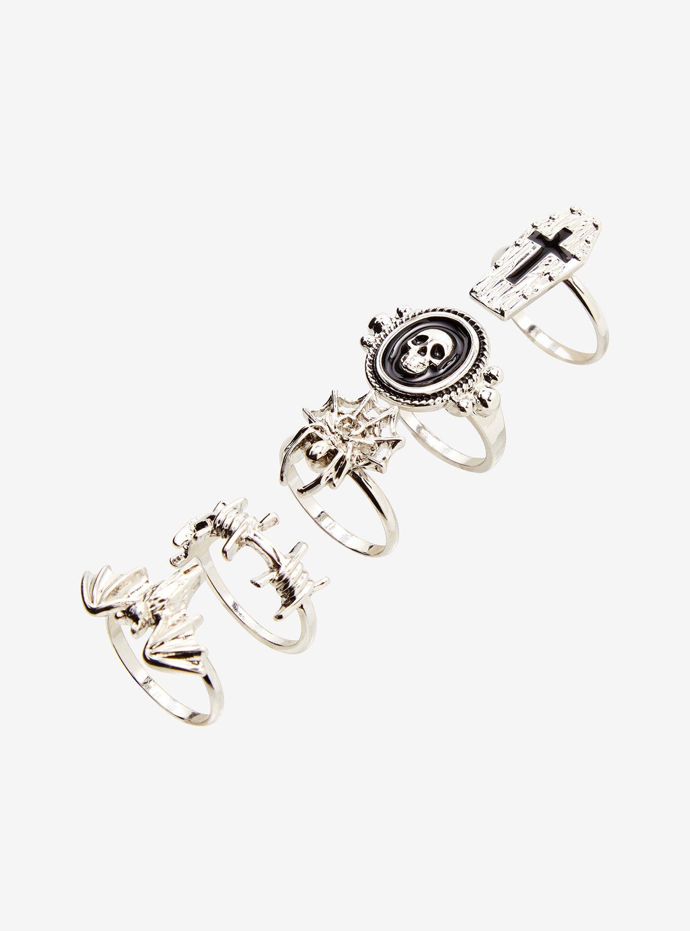 Skull Coffin Bat Ring Set | Hot Topic