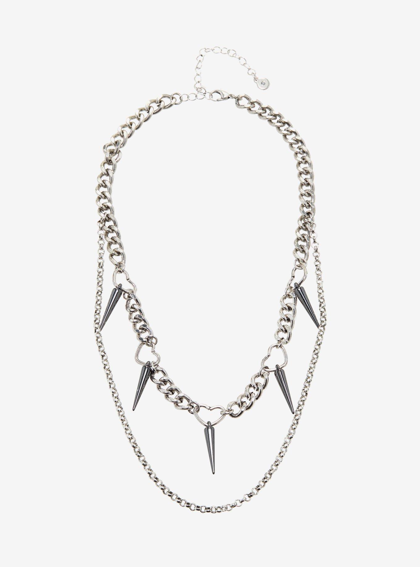 Heart Chain Spike Necklace | Hot Topic