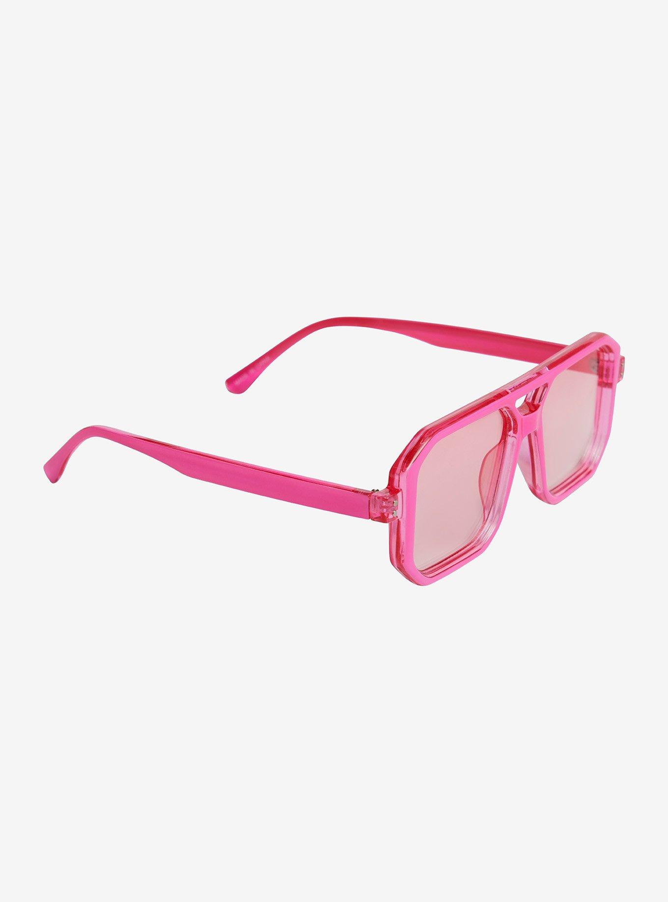 Pink Block Aviator Sunglasses Hot Topic