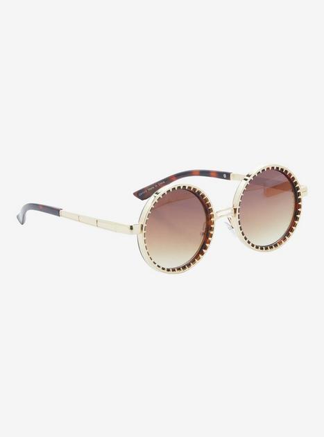 Brown Round Sunglasses Hot Topic