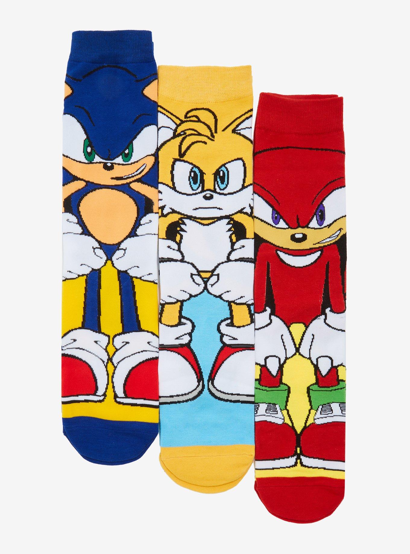 Sonic The Hedgehog Characters Crew Socks 3 Pair Hot Topic