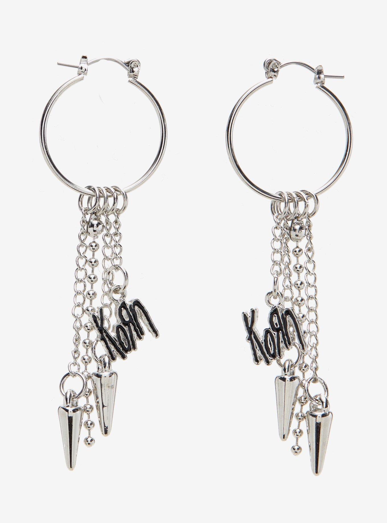 Korn Spike Chain Mini Hoop Earrings | Hot Topic