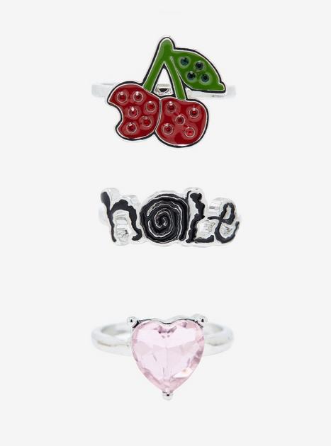 Hole Cherry Heart Ring Set | Hot Topic