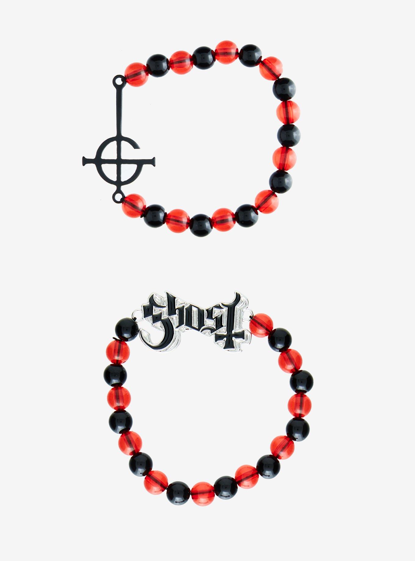 Ghost Grucifix Logo Beaded Bracelet Set | Hot Topic
