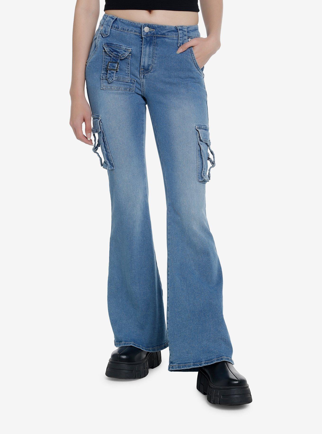 Indigo Multi-Pocket Denim Flare Jeans | Hot Topic