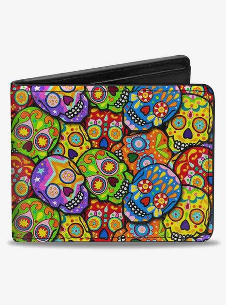 Colorful Calaveras Stacked Bifold Wallet | Hot Topic