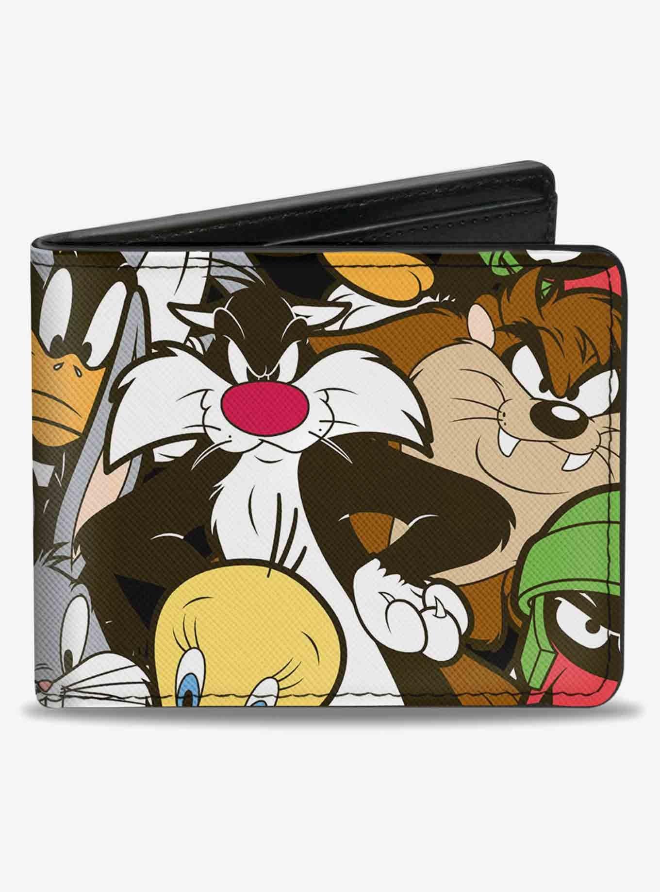 Hot Topic Looney Tunes 6 Character Stacked Collage Bifold Wallet | Mall ...