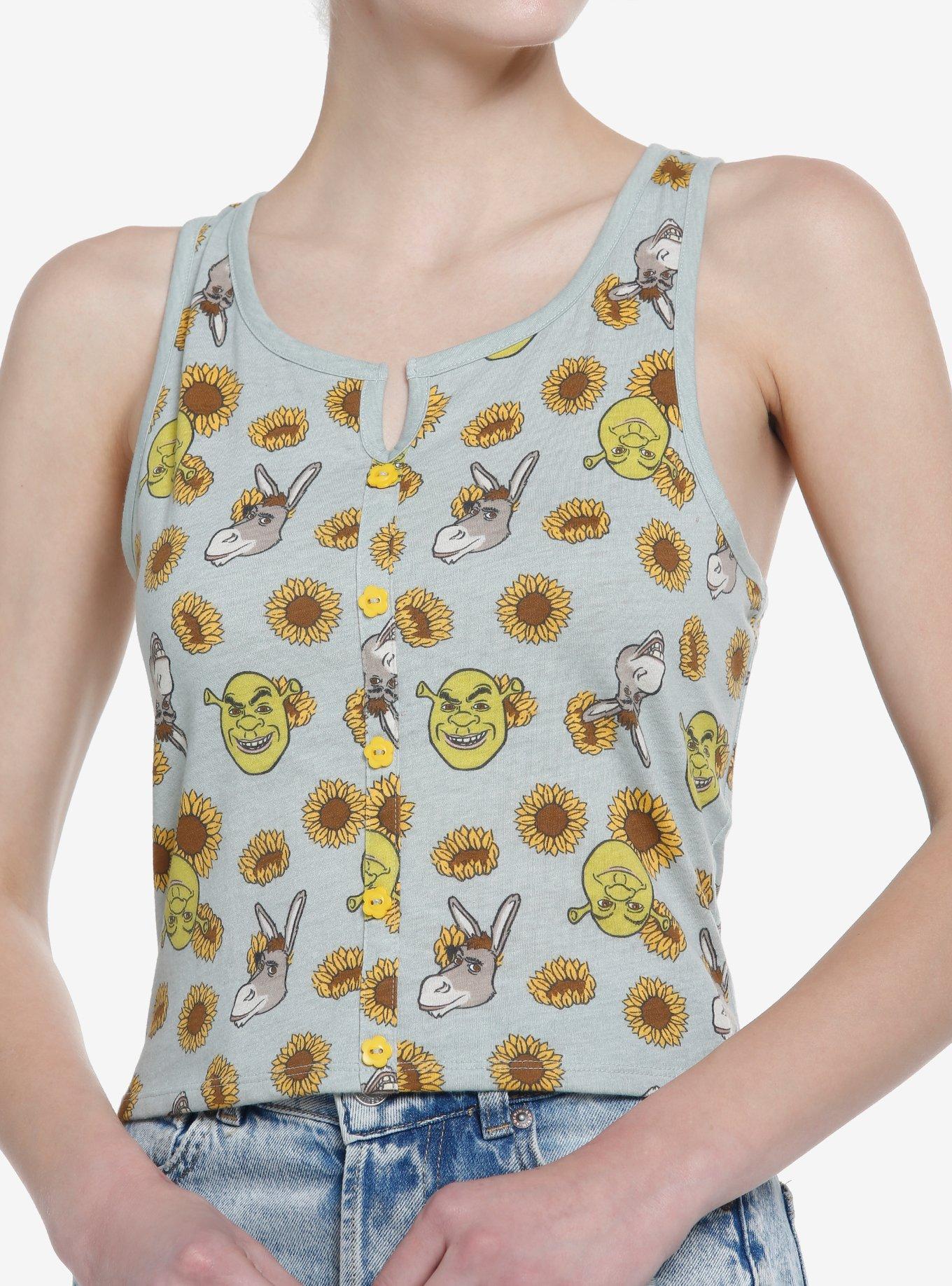 Shrek Donkey Sunflower Henley Girls Tank Top | Hot Topic