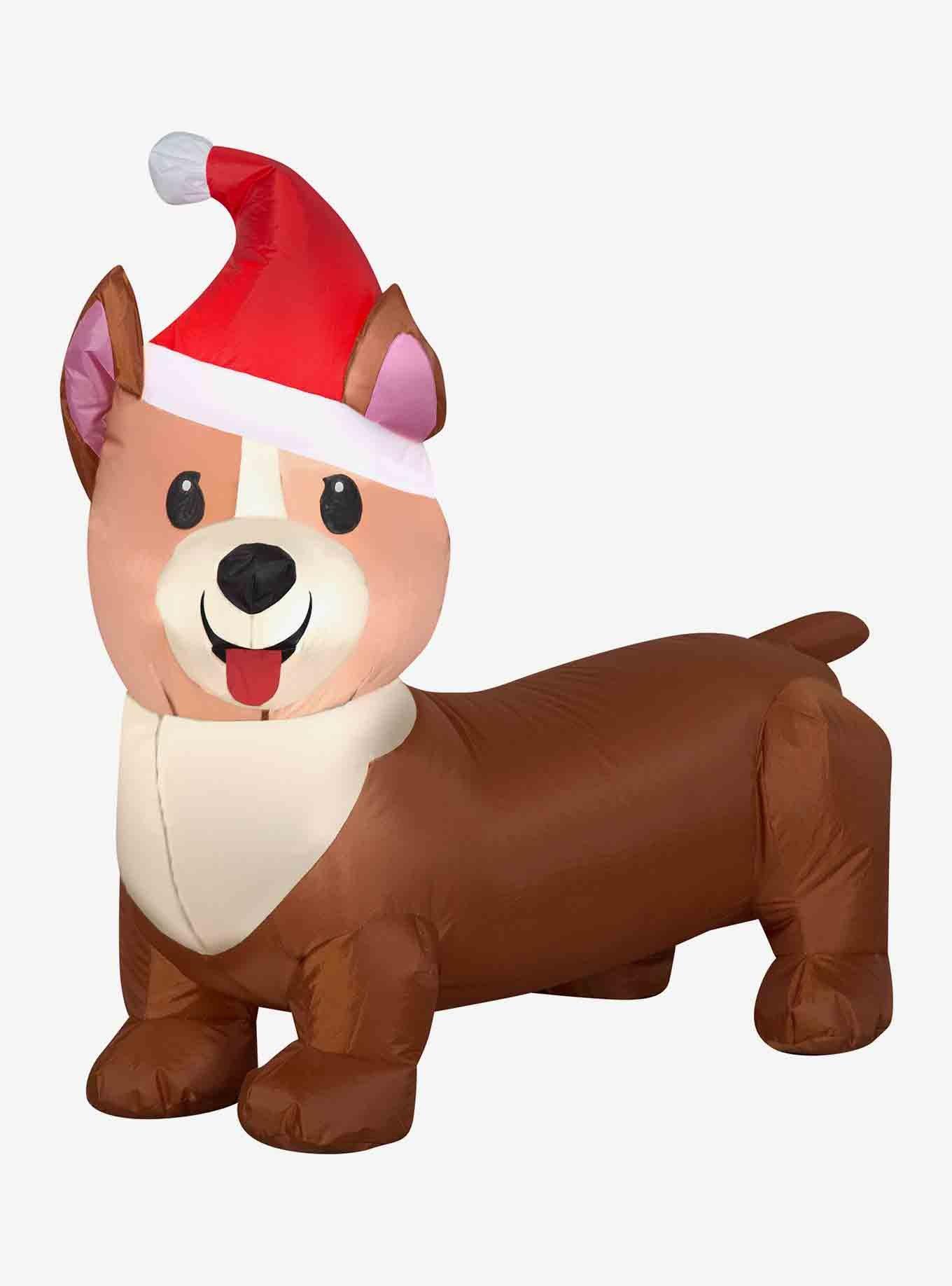 Corgi Dog With Santa Hat Small Airblown | Hot Topic