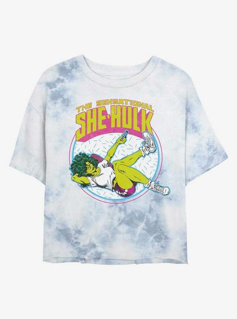Marvel Hulk Sensational She-Hulk Tie-Dye Girls Crop T-Shirt - MULTI ...