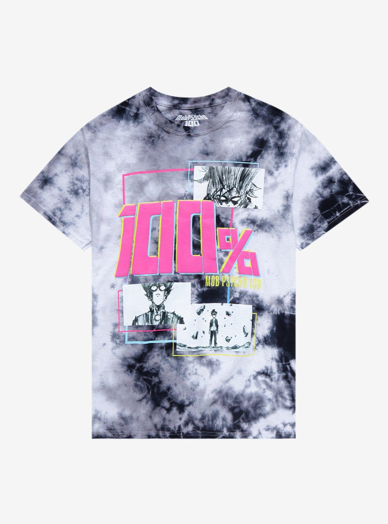 Mob Psycho 100 Double-Sided Grey Tie-Dye Boyfriend Fit Girls T-Shirt ...