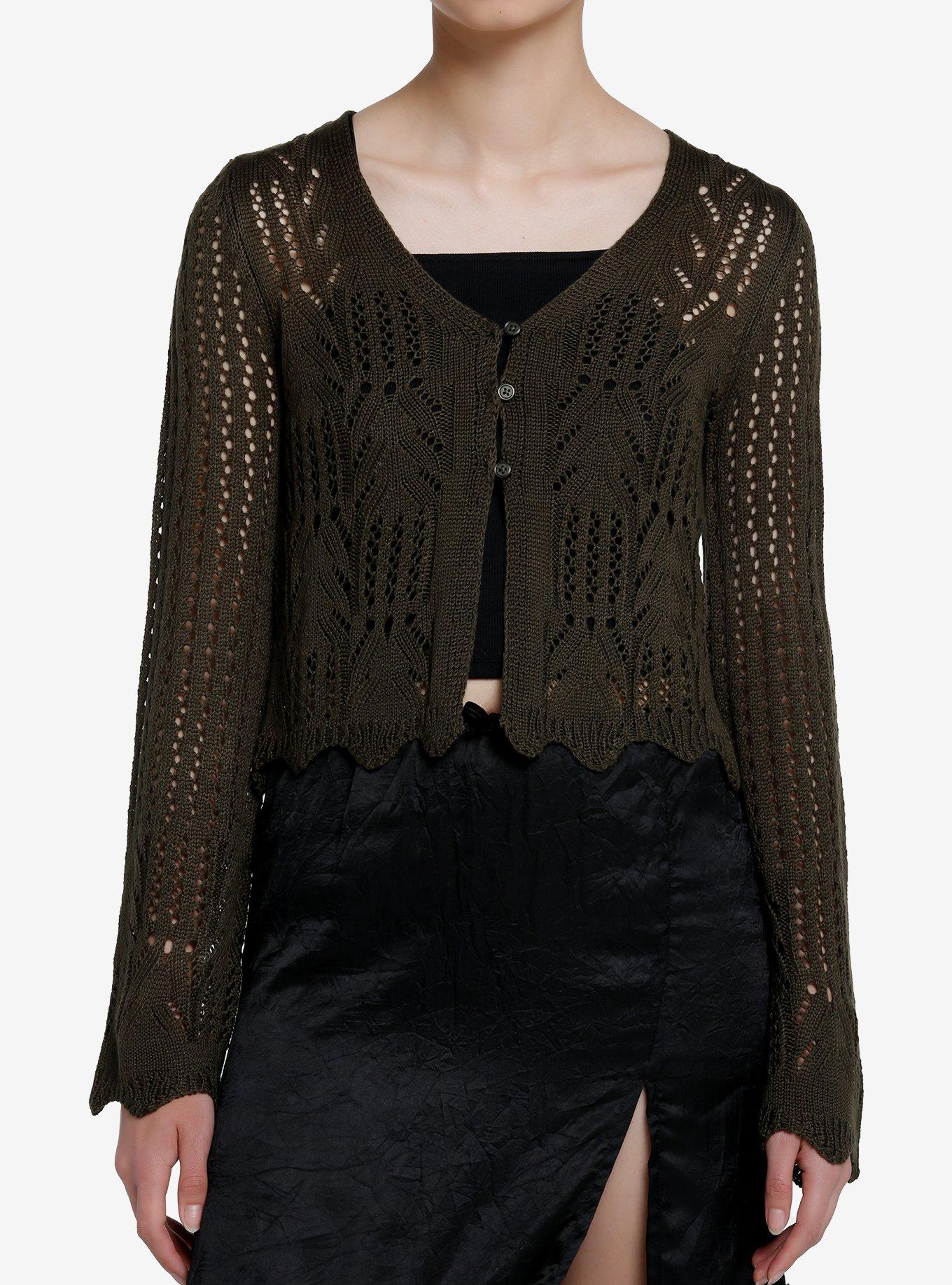 Thorn And Fable Olive Knit Girls Cardigan Hot Topic