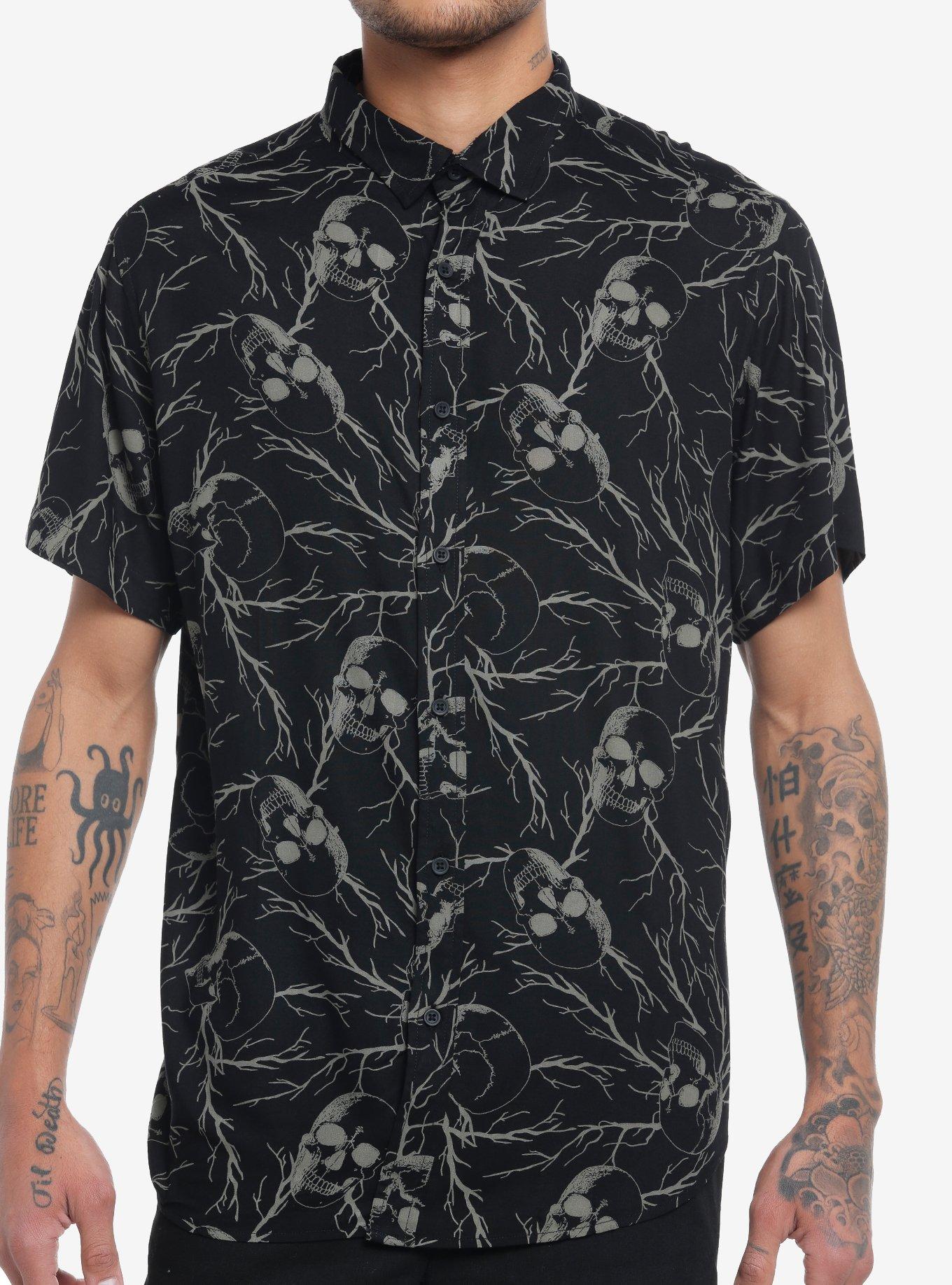 Skull Tree Branch Woven Button-Up | Hot Topic