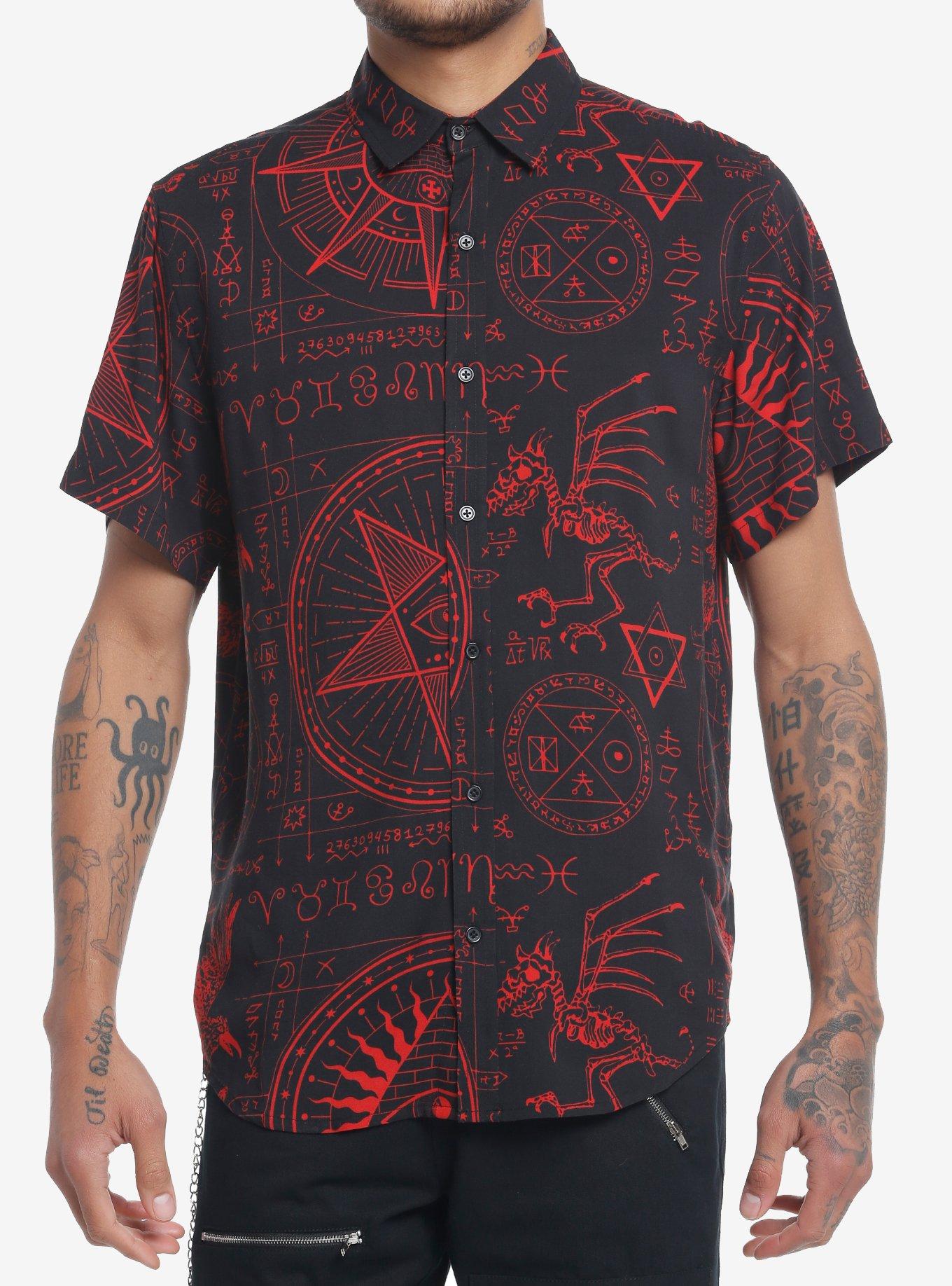 Dark Arts & Symbols Woven Button-Up | Hot Topic