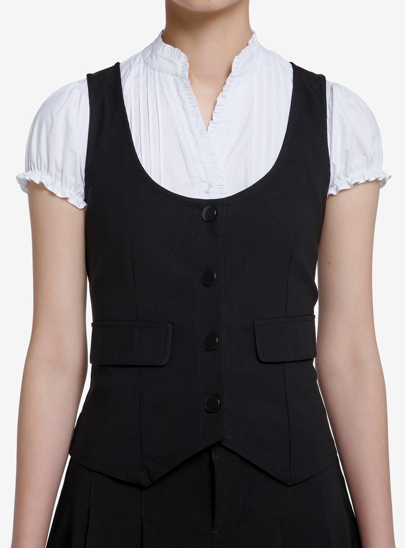 Social Collision Button Vest Twofer Girls Top Hot Topic