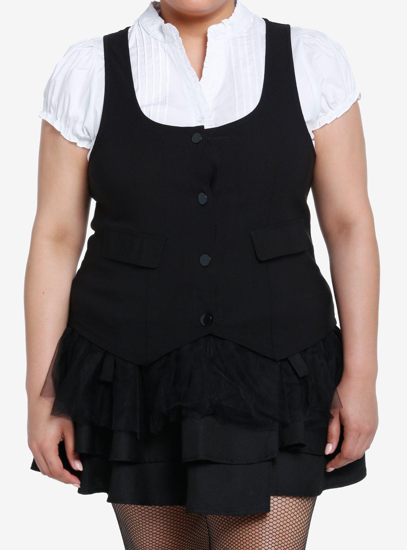 Social Collision Button Vest Twofer Girls Top Plus Size | Hot Topic