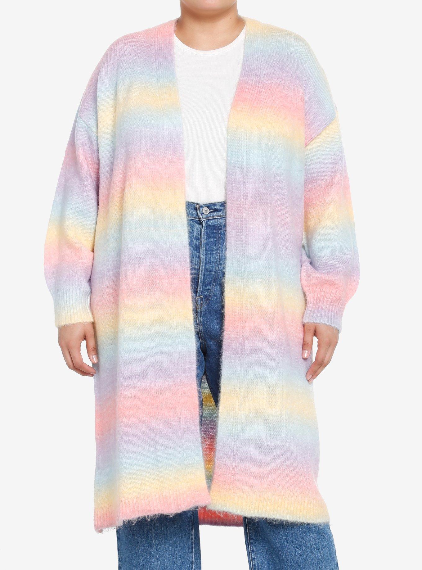 Sweet Society Pastel Rainbow Girls Long Cardigan Plus Size Hot Topic