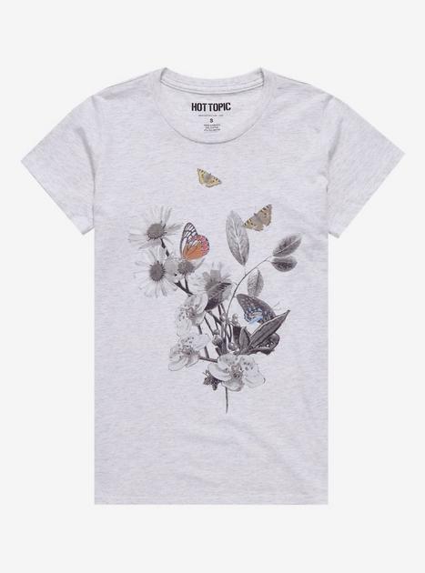 Tonal Butterfly Flowers Girls T-Shirt | Hot Topic