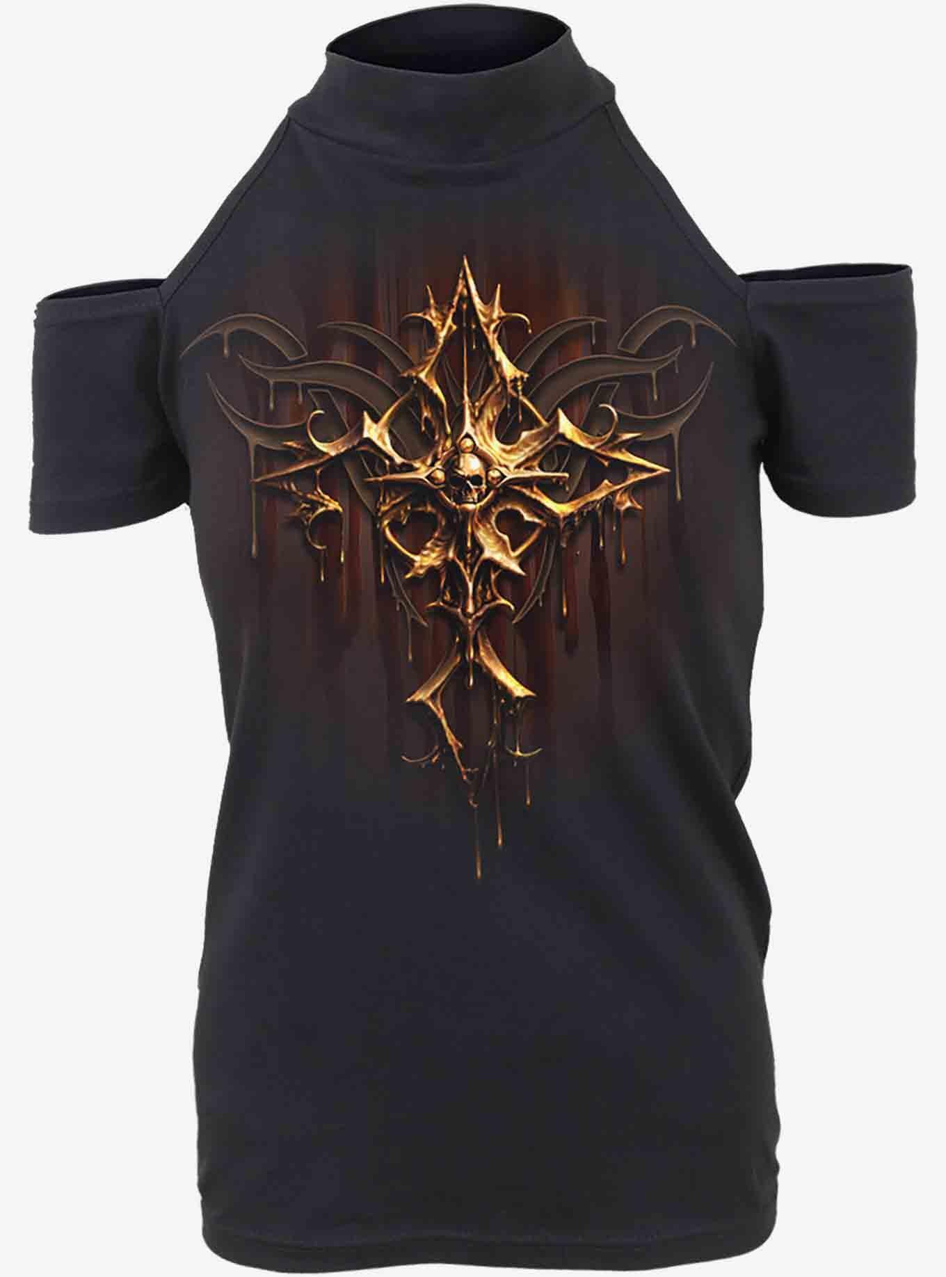 Dripping Gold Halter Neck Drop Shoulder Top | Hot Topic