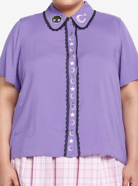 Chococat Celestial Lace Embroidered Girls Woven Button-Up Plus Size ...