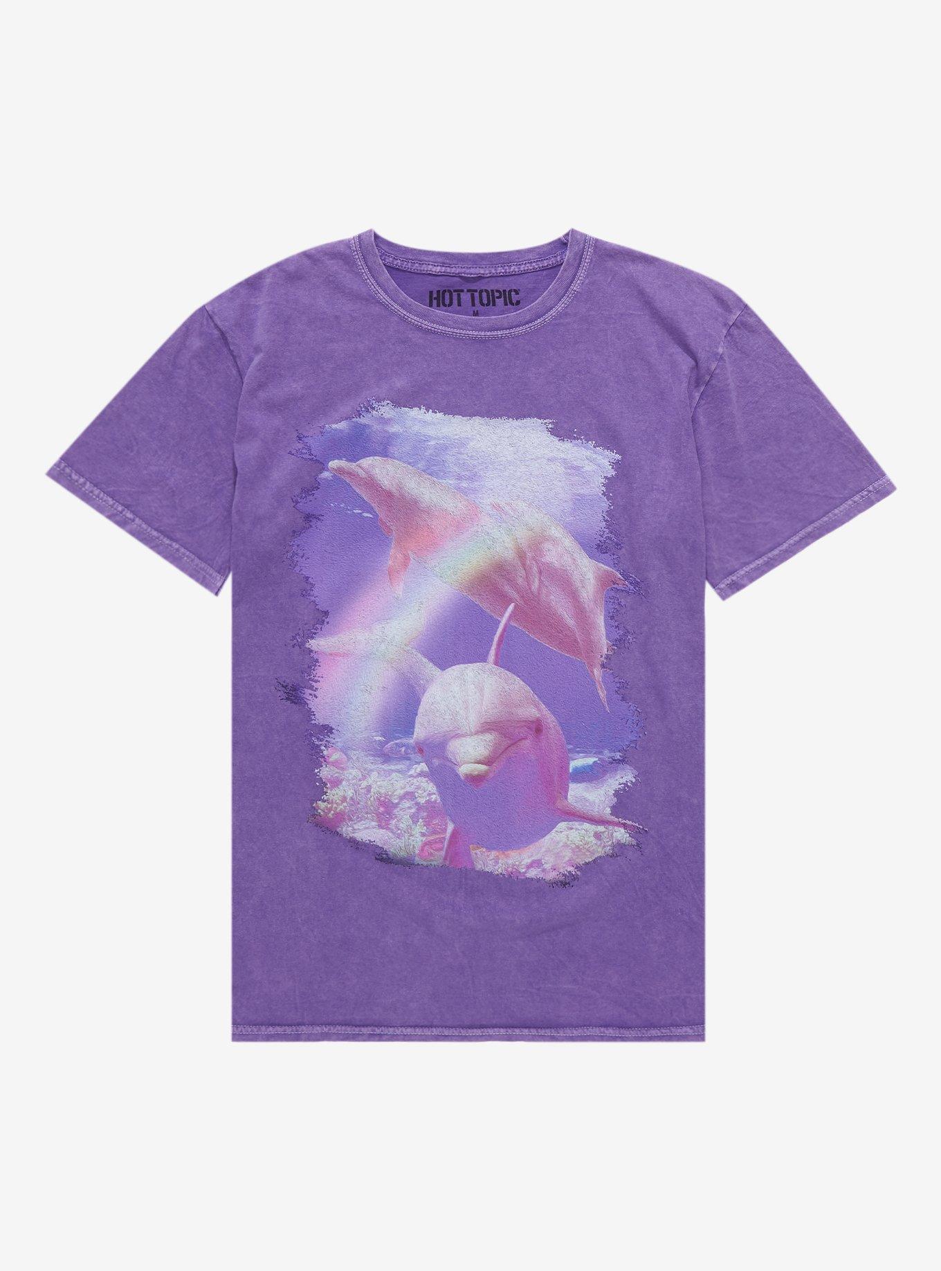 Dolphin Rainbow Purple Wash T-Shirt | Hot Topic
