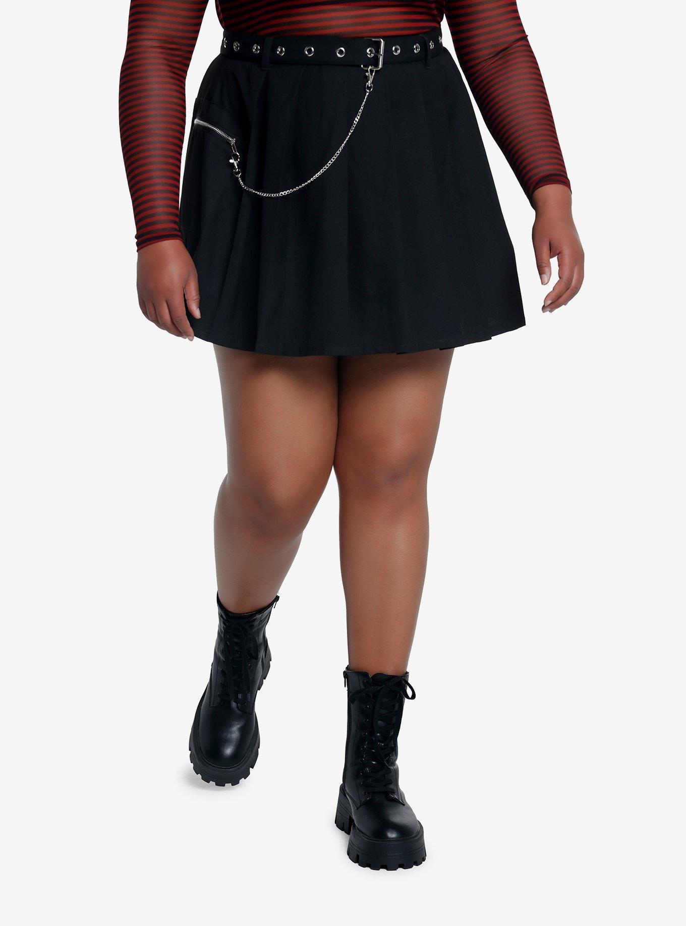 Social Collision Black Grommet Chain Pleated Skirt Plus Size Hot Topic