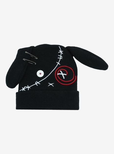 Stitched Black Bunny Figural Beanie | Hot Topic