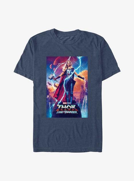 Marvel Thor: Love and Thunder Mighty Thor Movie Poster T-Shirt - BLUE ...