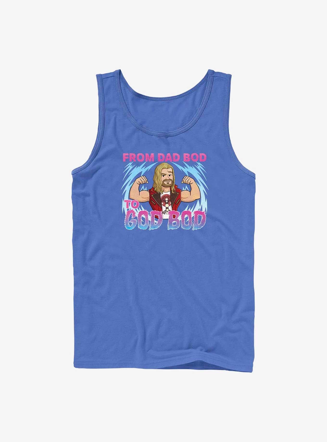 Marvel Thor: Love and Thunder Dad Bod To God Bod Tank - BLUE | Hot Topic