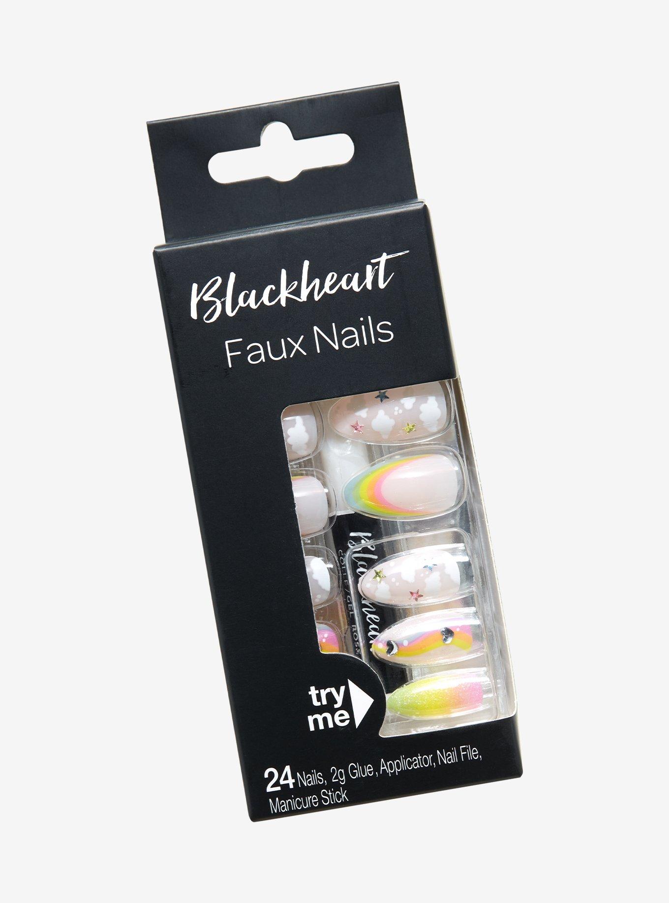 Blackheart Rainbow Cloud Faux Nail Set | Hot Topic