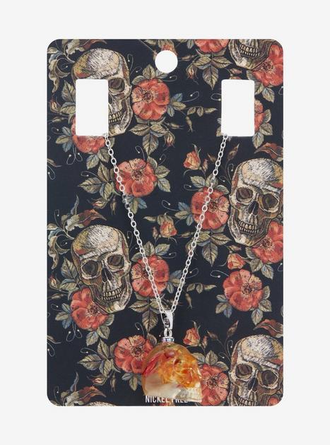 Dried Floral Skull Pendant Necklace | Hot Topic