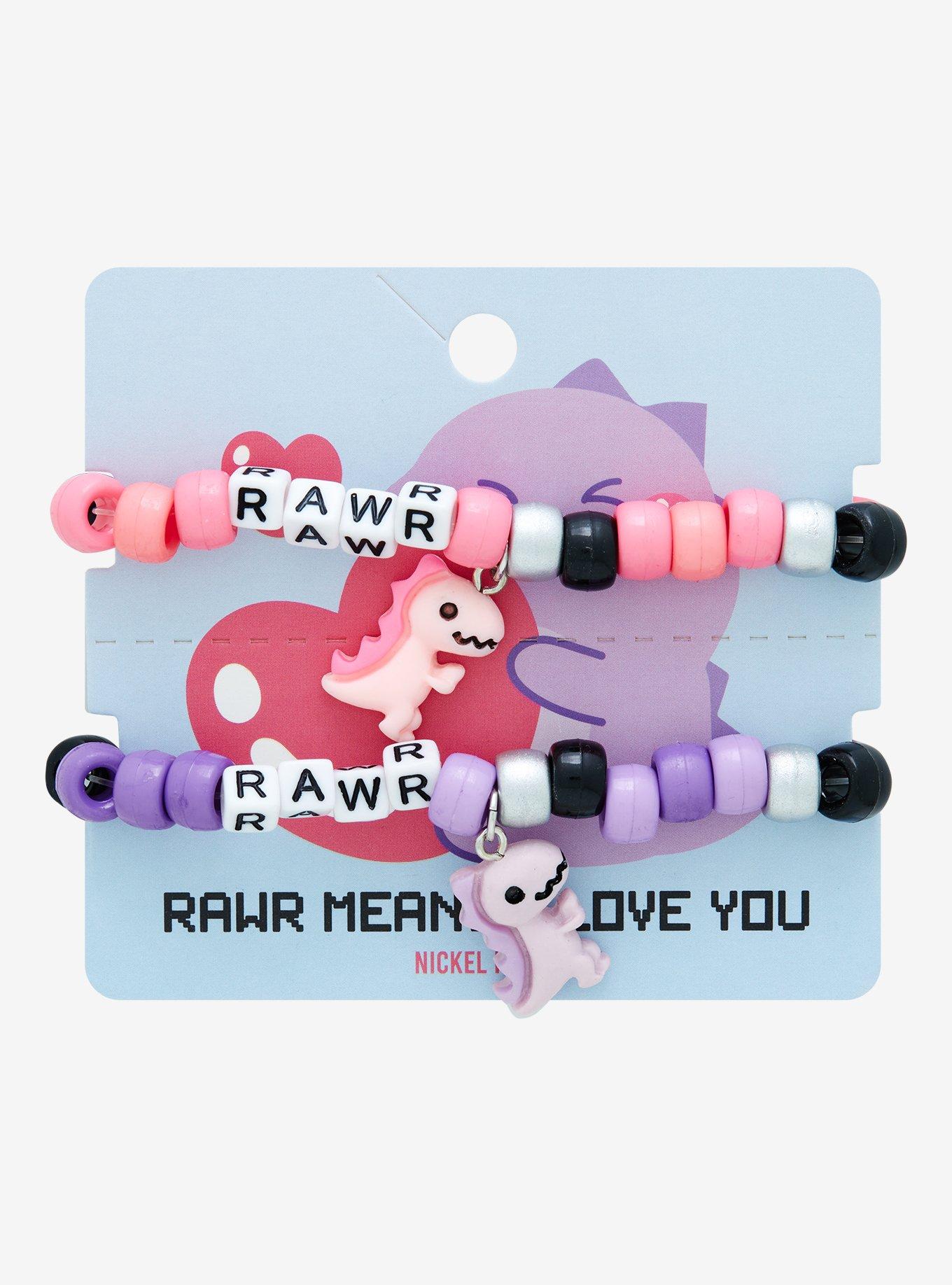 Pastel Dinosaur Rawr Best Friend Beaded Bracelet Set | Hot Topic