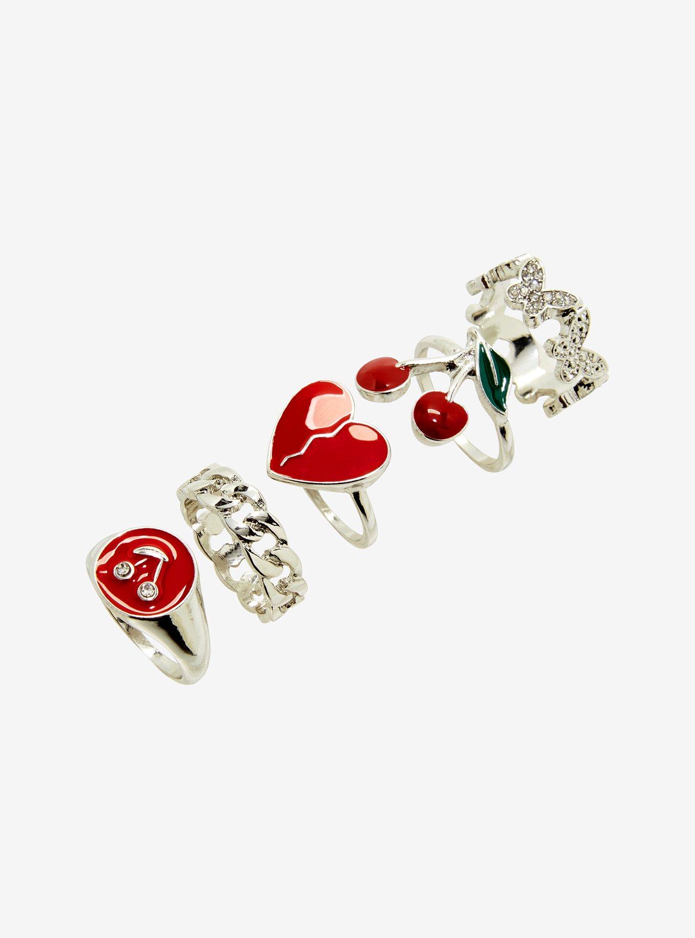 Cherry Heart Ring Set | Hot Topic