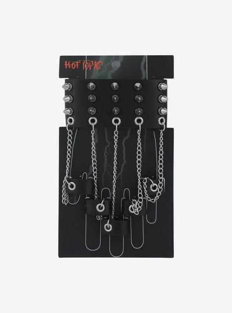 Black Spike Cuff Hand Ring Bracelet | Hot Topic