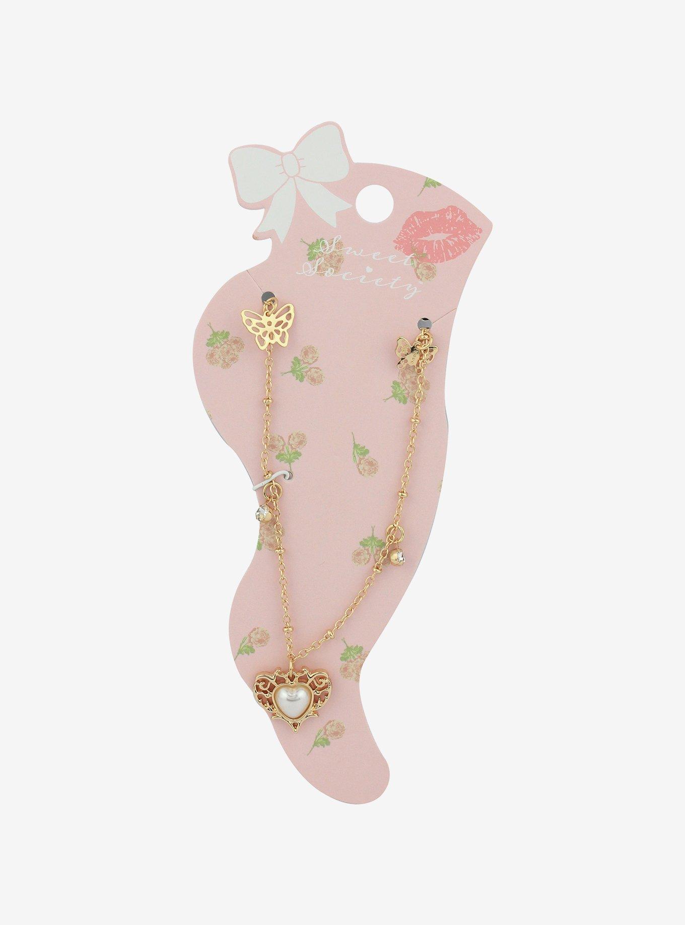 Sweet Society Butterfly Heart Anklet Hot Topic