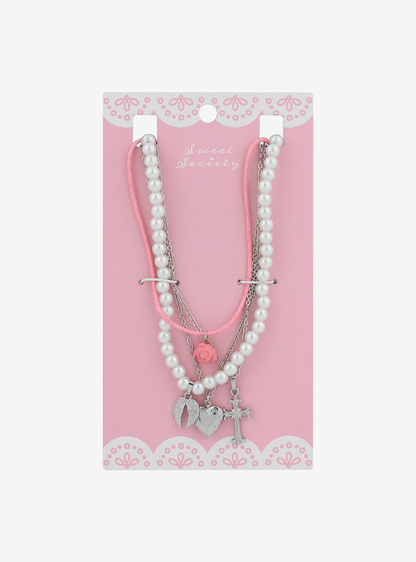 Sweet Society Angel Wing Rose Necklace Set | Hot Topic