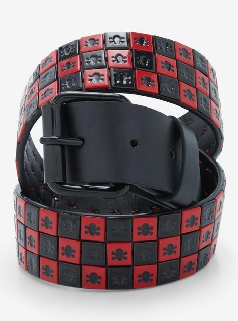 Black & Red Checkered Skull Belt | Hot Topic