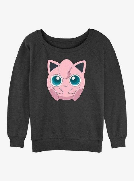 Pokemon Jigglypuff Face Girls Slouchy Sweatshirt Grey Hot Topic