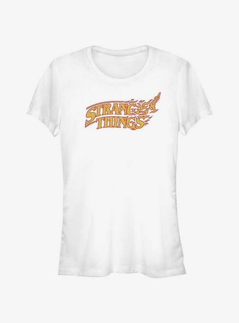 Stranger Things Vanishing Fire Logo Girls T-Shirt - WHITE | Hot Topic