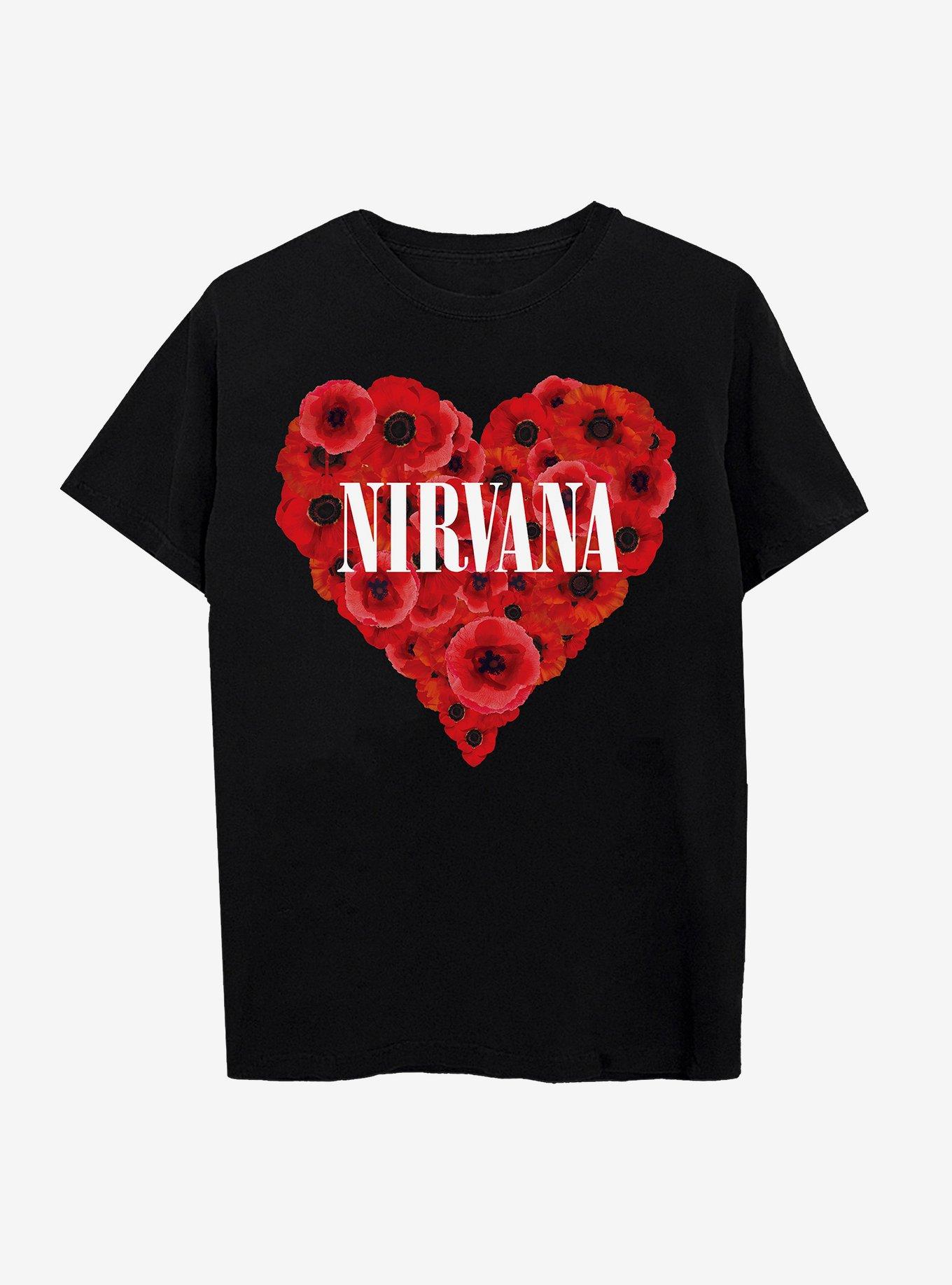 Nirvana Heart Flowers Boyfriend Fit Girls T-Shirt | Hot Topic