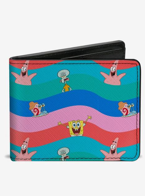 Spongebob Squarepants And Friends Poses Wavy Stripe Bifold Wallet | Hot ...