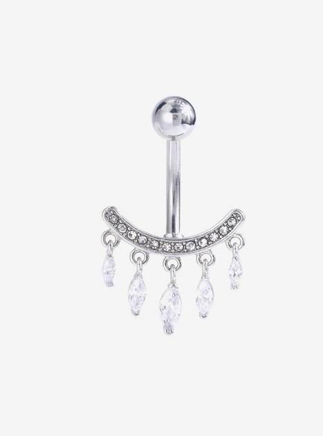 14G Steel CZ Dangle Navel Barbell | Hot Topic