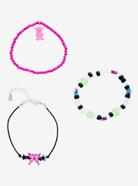 Social Collision Magenta Candy Bear Beaded Bracelet Set | Hot Topic